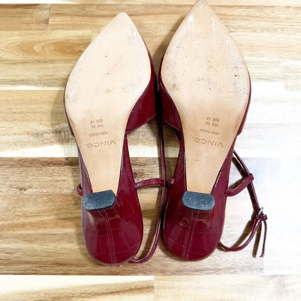 Vince | Shoes | Vince Levvy Slingback Pointed Toe Kitten Heel Pump In ...